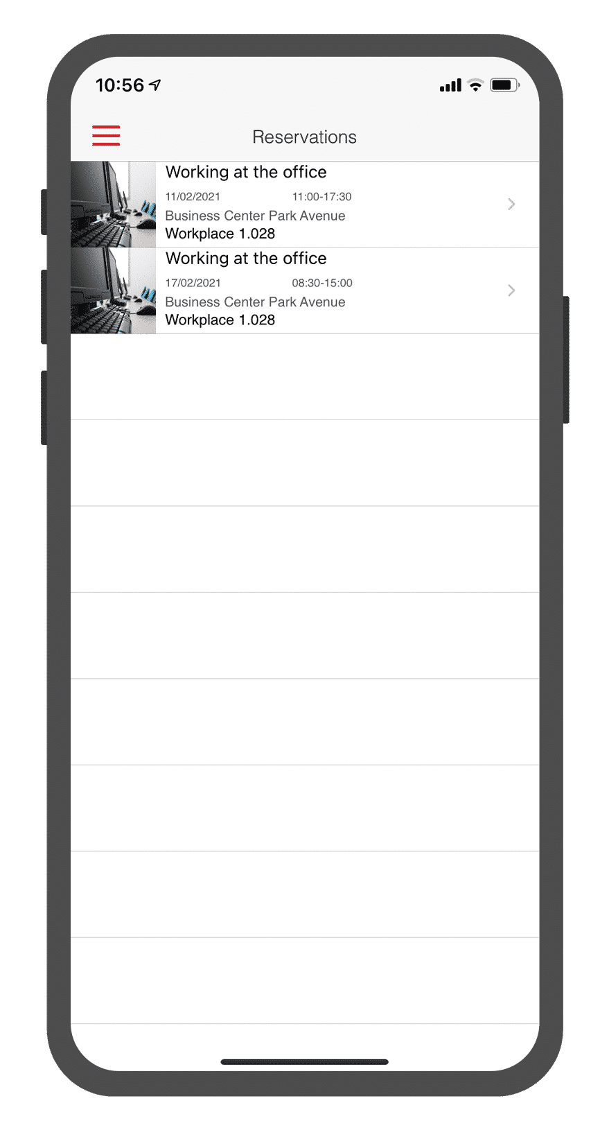 Where do I view my reservations in the mobile app? - Officebooking ...