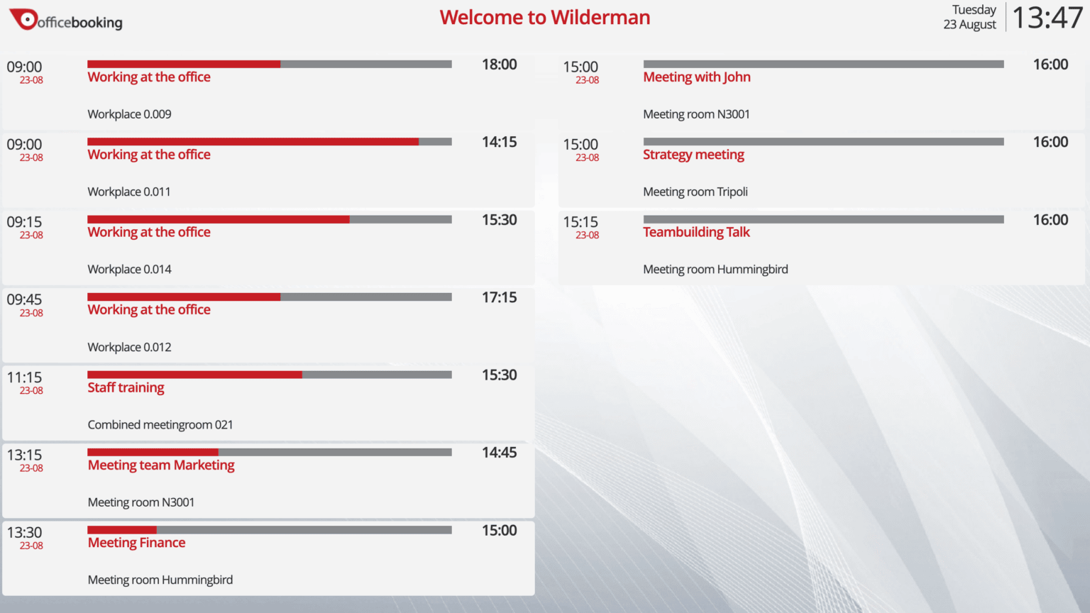 Installation Bookinglist - Officebooking - Works for you.